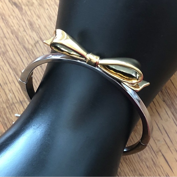kate spade | Jewelry | Kate Spade Gold Silver Love Notes Bow Bangle ...